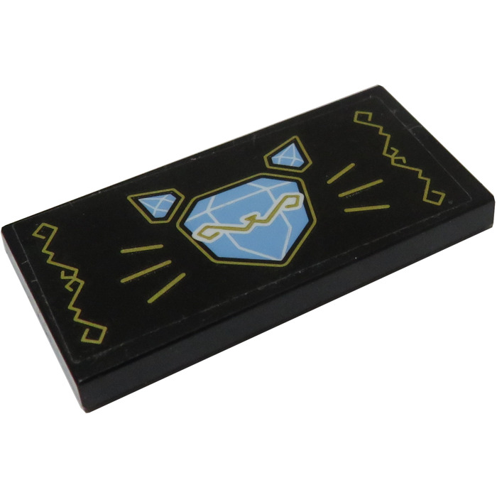 LEGO Black Tile 2 x 4 with Diamond Cat Pattern Sticker (87079) | Brick ...
