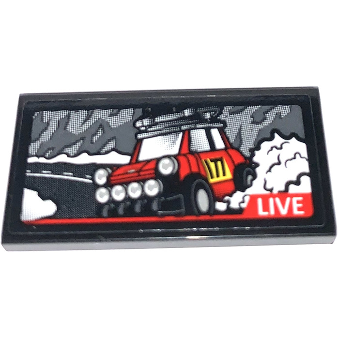 LEGO Black Tile 2 x 4 with Live TV Screen Mini in red Sticker (87079 ...
