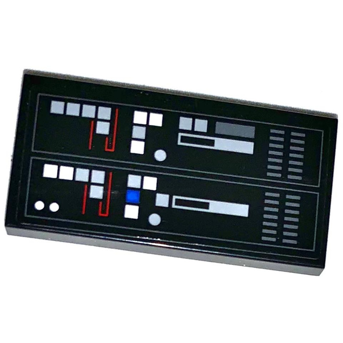 LEGO Black Tile 2 x 4 with Scythe Control Panel Sticker (87079) | Brick ...