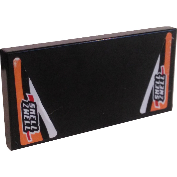 LEGO Black Tile 2 x 4 with 'SMELL ZWELL' Sticker (87079) | Brick Owl ...