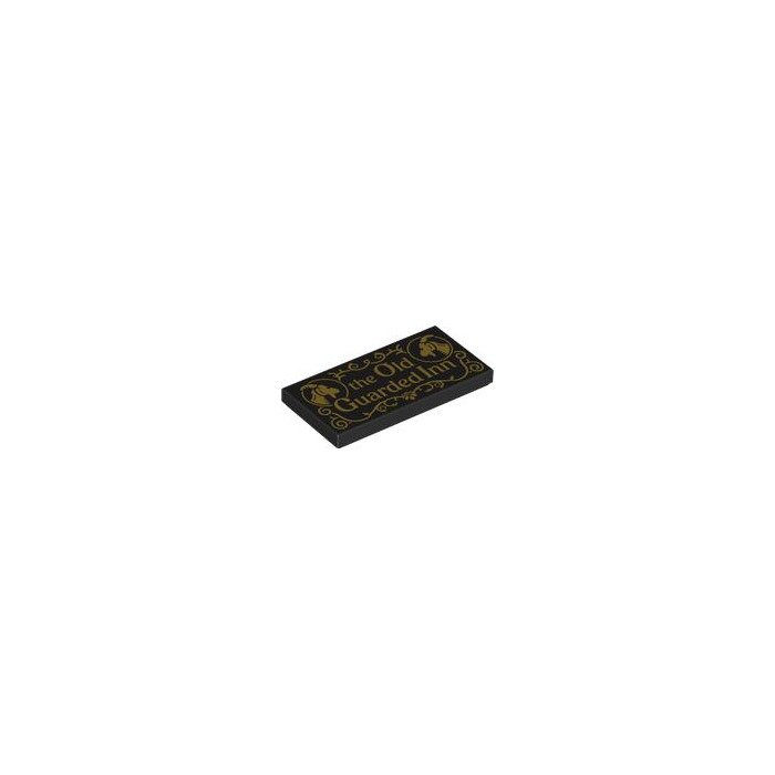 LEGO Black Tile 2 x 4 with "the Old Guarded Inn" Sign (87079 / 110895 ...