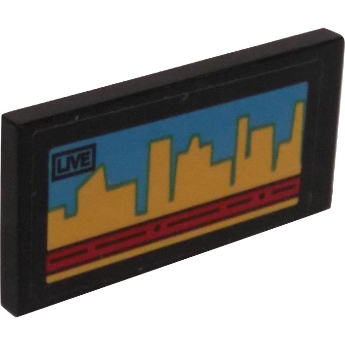 LEGO Tile 2 x 4 with TV Screen with News and Cityscape Sticker (87079 ...