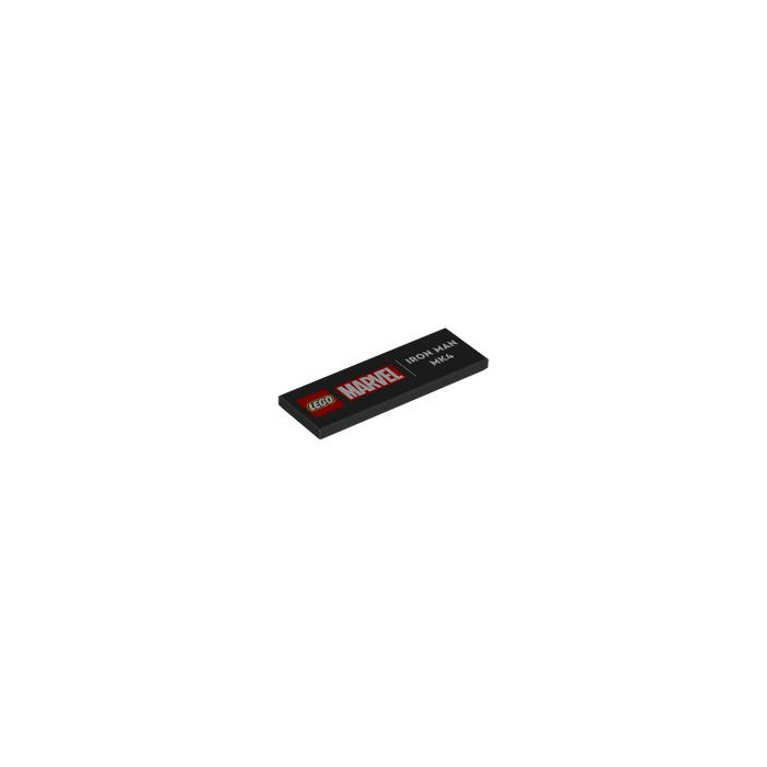 LEGO Black Tile 2 x 6 with LEGO and Marvel Logos and ‘IRON MAN MK4 ...