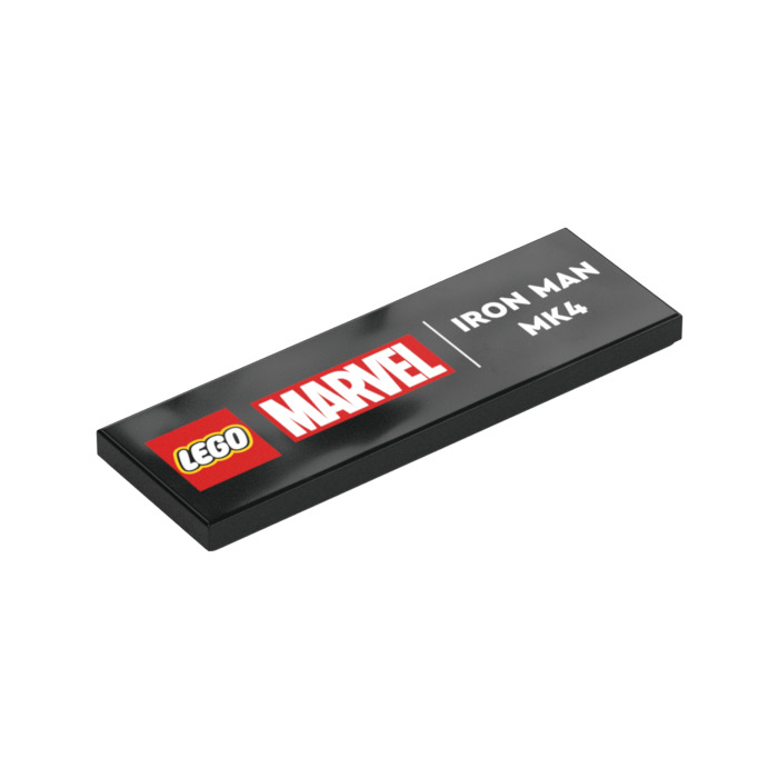 LEGO Tile 2 x 6 with LEGO and Marvel Logos and ‘IRON MAN MK4’ (69729 / ...
