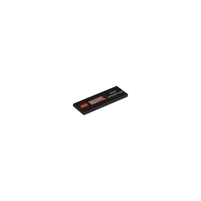 LEGO Black Tile 2 x 6 with 'LEGO MARVEL' and 'IRON SPIDER-MAN' (69729 ...