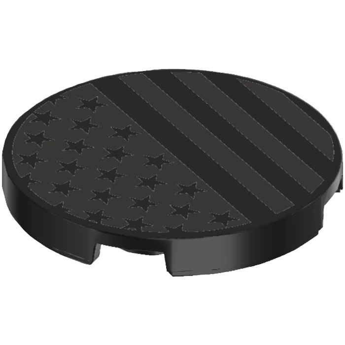 LEGO Black Tile 3 x 3 Round with Stars and Stripes (67095 / 110084 ...