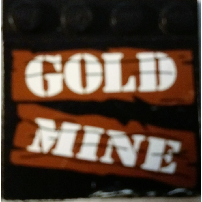 LEGO Tile 4 x 4 with Studs on Edge with Gold Mine Sticker (6179 ...