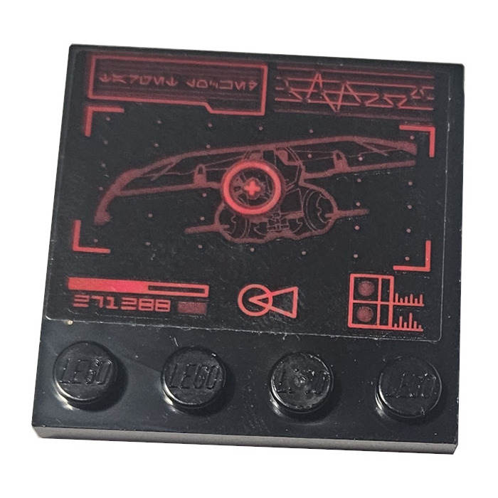 LEGO Tile 4 x 4 with Studs on Edge with Red target on red droid gunship ...