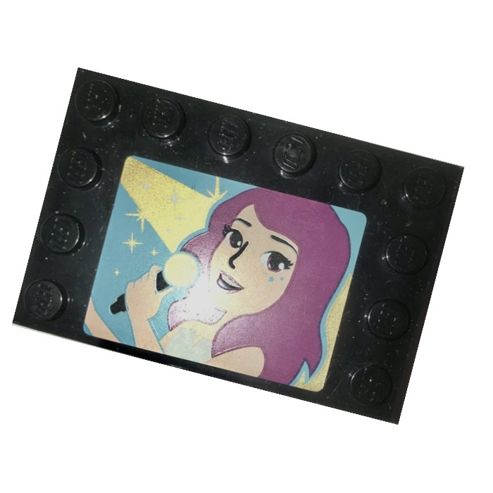 LEGO Tile 4 x 6 with Studs on 3 Edges with Friends Female Singer ...