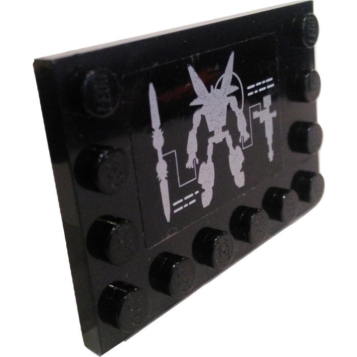 LEGO Black Tile 4 x 6 with Studs on 3 Edges with Mech Design Features ...