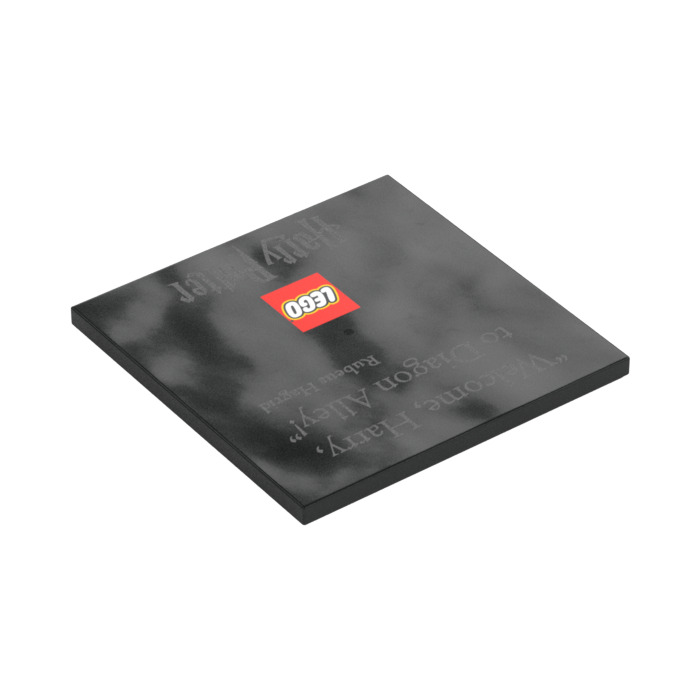 LEGO Black Tile 6 x 6 with „Welcome, Harry, to Diagon Alley!“ with ...