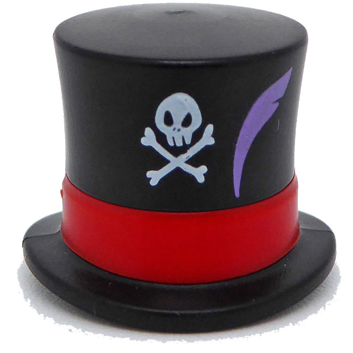 LEGO Black Top Hat with Red Band, Feather, Skull and Crossbones (102055 ...