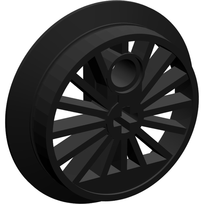 LEGO Black Train Wheel Large Ø37 with Axlehole and Pinhole with Flange ...