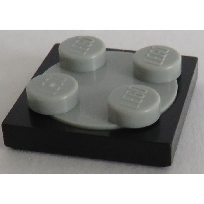 LEGO Black Turntable 2 x 2 Plate with Medium Stone Gray Top (74340 ...