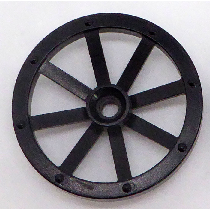 LEGO Black Wagon Wheel Ø33.8 with 8 Spokes with Round Hole for Wheels ...