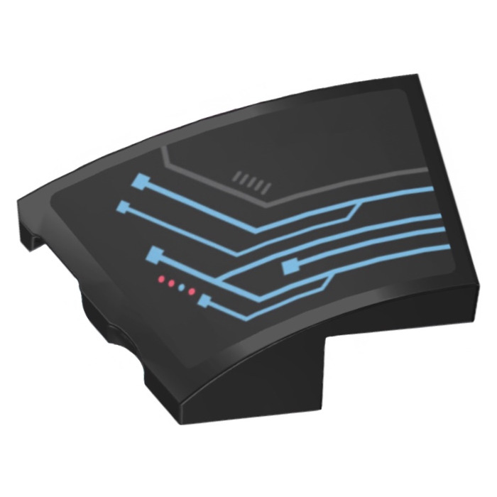 LEGO Wedge 2 x 3 Left with Panel and Azure Circuitry Sticker (80177 ...