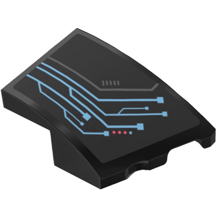 LEGO Black Wedge 2 x 3 Right with Panel and Azure Circuitry Sticker ...