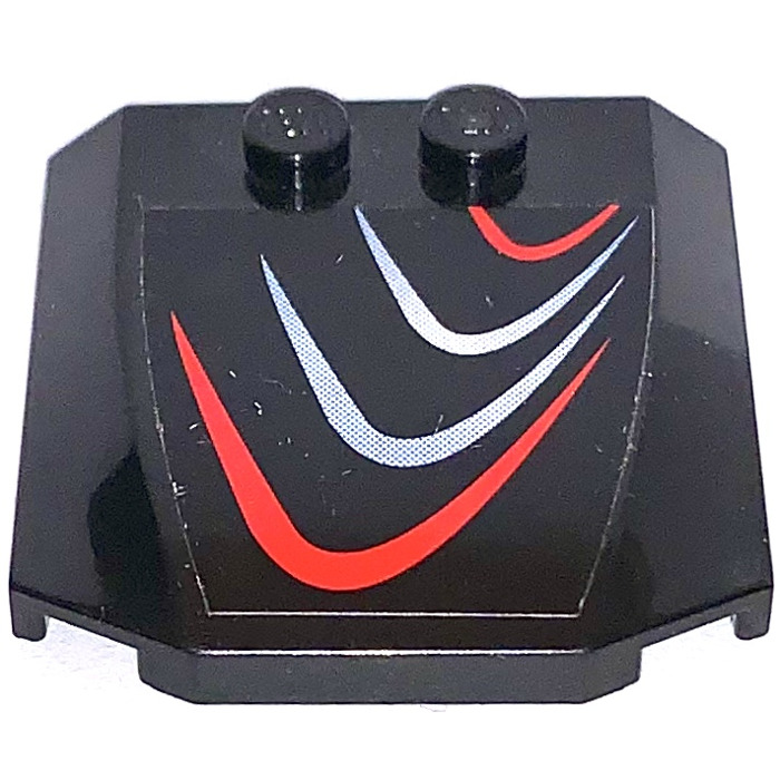 LEGO Wedge 4 x 4 Curved with Red and Light Blue Curves Sticker (45677 ...