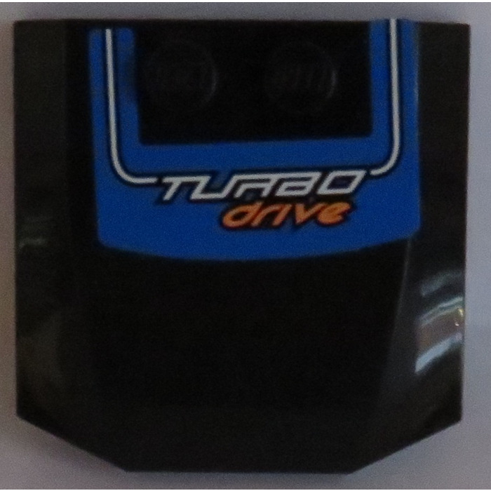 LEGO Black Wedge 4 x 4 Curved with 'TURBO DRIVE' and White Lines ...