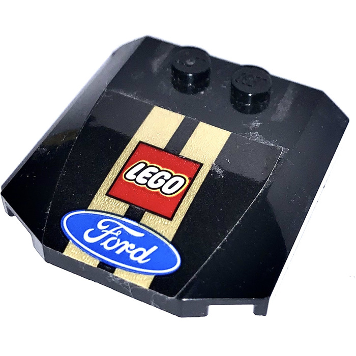 LEGO Wedge 4 x 4 Curved with Two golden stripes and LEGO Emblem and ...