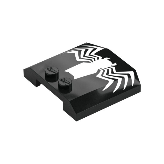 LEGO Black Wedge 4 x 4 Curved with White Venom Symbol (45677) | Brick ...