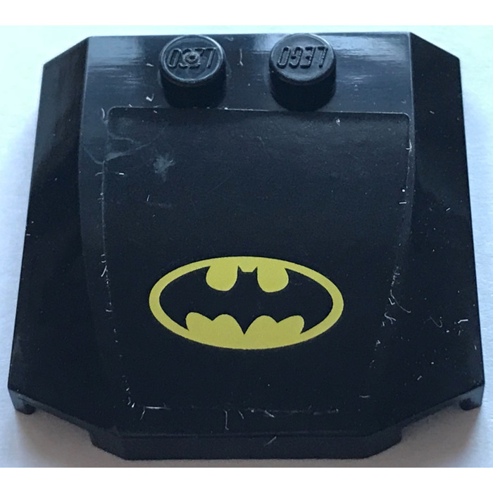 LEGO Black Wedge 4 x 4 Curved with Yellow and Black Batman Logo Sticker ...