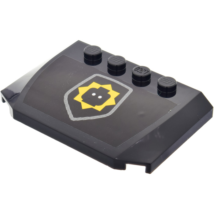 LEGO Black Wedge 4 x 6 Curved with Black Bad Cop Logo Sticker (52031 ...