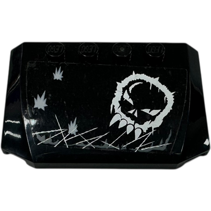LEGO Black Wedge 4 x 6 Curved with Skull Graffiti and Damage Marks ...