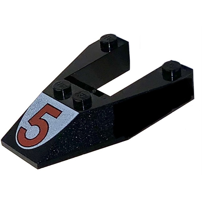 LEGO Black Wedge 6 x 4 Cutout with "5" without Stud Notches (6153 / ...