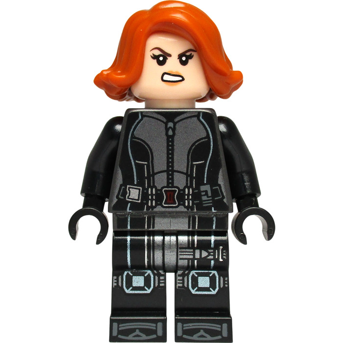 LEGO Black Widow with Short Hair with Printed Legs and Light Blue Trim ...