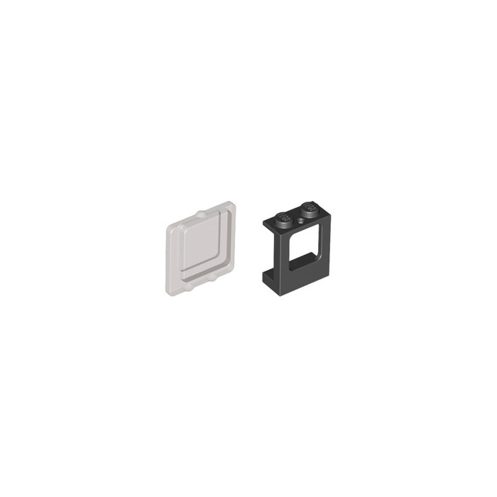 LEGO Window 1 x 2 x 2 (Plane) with Transparent Brown Black Glass (2377 ...