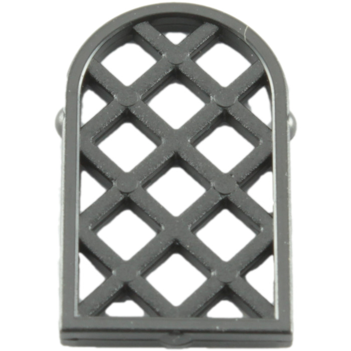 LEGO Black Window Pane 1 x 2 x 2.7 Rounded Top with Diamond Lattice ...