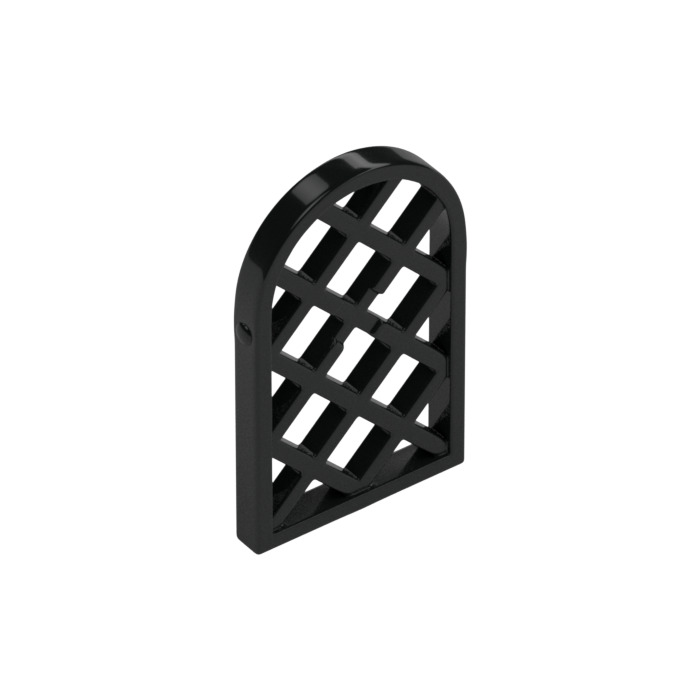 LEGO Black Window Pane 1 x 2 x 2.7 Rounded Top with Diamond Lattice ...