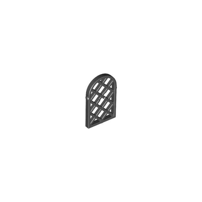 LEGO Black Window Pane 1 x 2 x 2.7 Rounded Top with Diamond Lattice ...