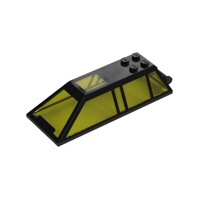 LEGO Black Windscreen 4 x 10 x 2 with Transparent Yellow Windows ...