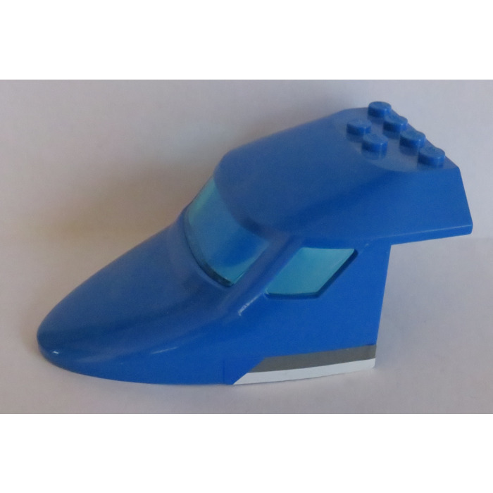 LEGO Blue Airplane Cockpit 6 x 10 x 4 with White and Dark Gray Stripes ...