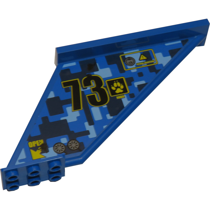 LEGO Blue Airplane Tail 2 x 5 x 12 with Rudder with 73, Camo Pattern ...