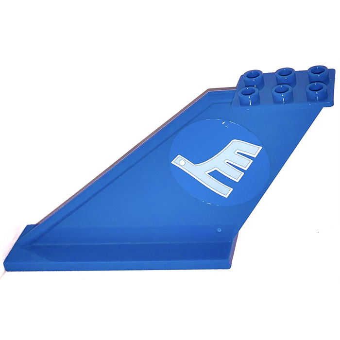 LEGO Airplane Tail 2 x 5 x 12 with Rudder with Blue airline logo bird ...