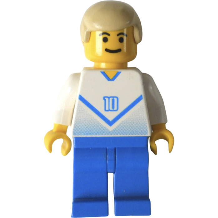 LEGO Blue and White Team Player with Number 10 on Front and Back ...