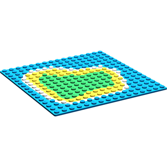 LEGO Blue Baseplate 16 x 16 with Island and Water (6098) | Brick Owl ...