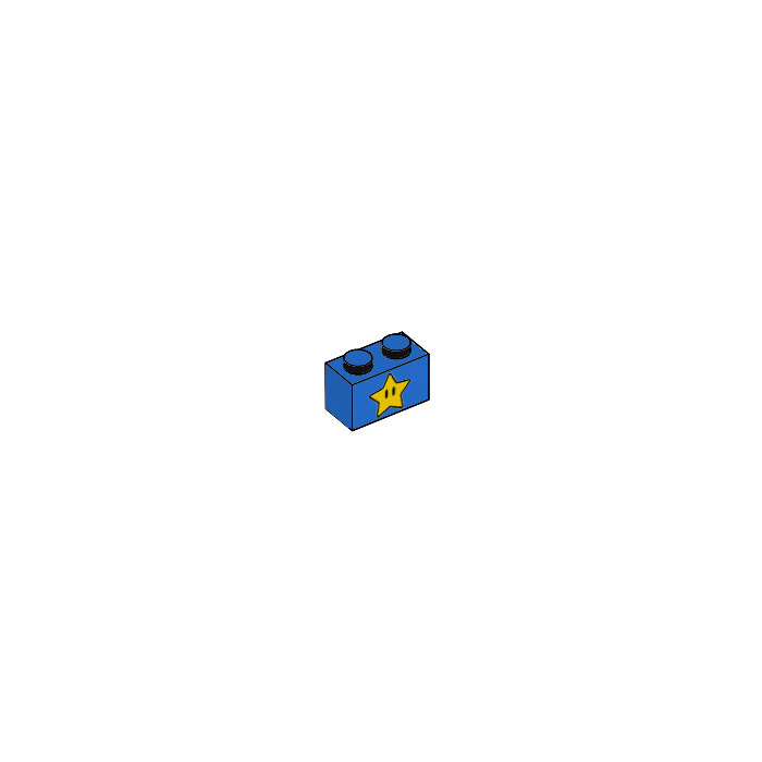 LEGO Blue Brick 1 x 2 with Super Star with Bottom Tube (3004 / 76888 ...