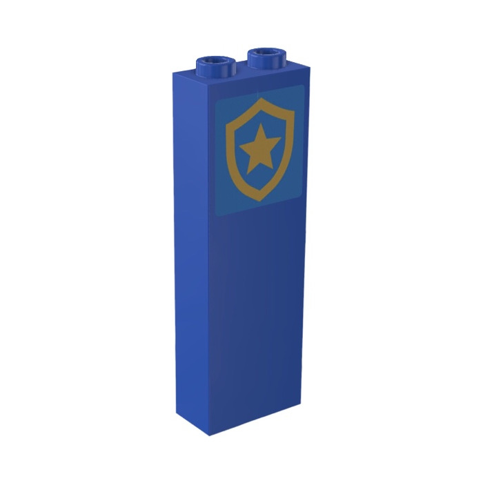 LEGO Blue Brick 1 x 2 x 5 with Gold Police Star Logo Sticker (2454 ...