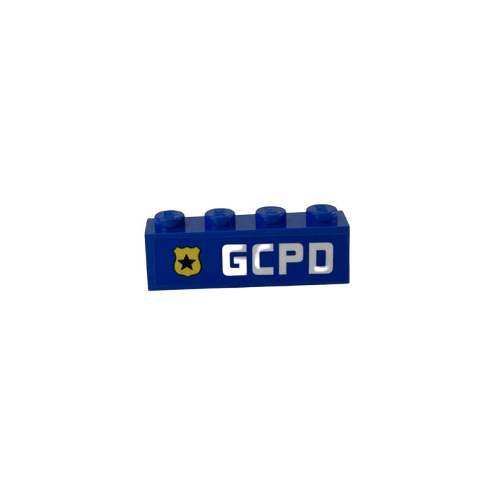 LEGO Blue Brick 1 x 4 with Badge and 'GCPD' (Model Left) Sticker (3010 ...