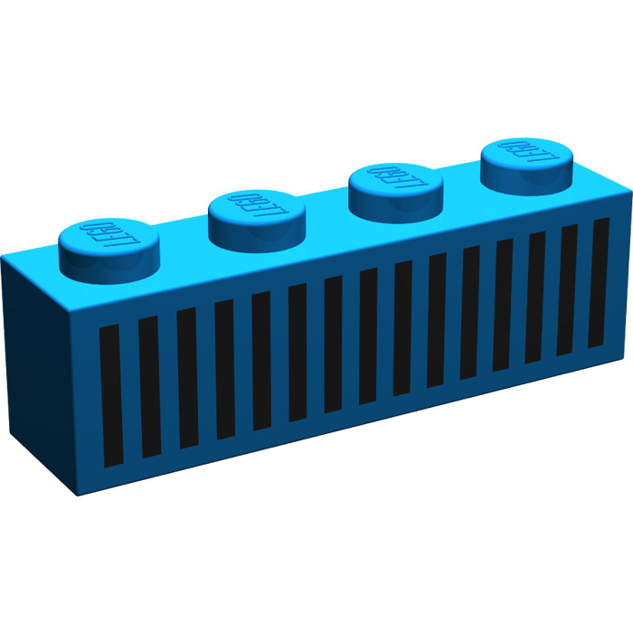 LEGO Blue Brick 1 x 4 with Black 15 Bars Grille (3010) | Brick Owl ...