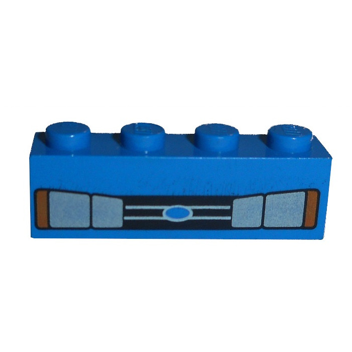 LEGO Blue Brick 1 x 4 with Car Headlights and Blue Oval (83009 / 83088 ...