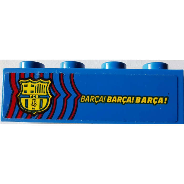 LEGO Blue Brick 1 x 4 with FC Barcelona emblem on both sides Sticker ...