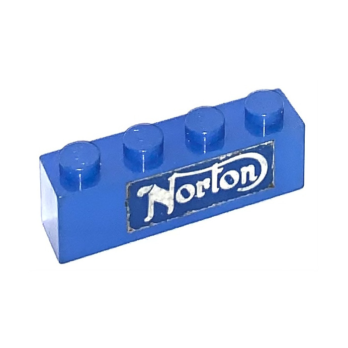 LEGO Blue Brick 1 x 4 with Norton Logo Sticker (3010) | Brick Owl ...