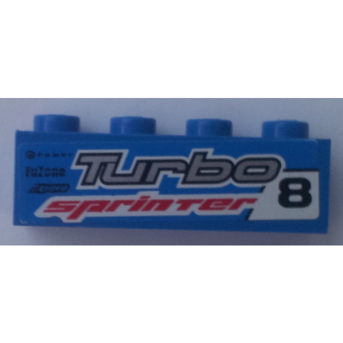 LEGO Blue Brick 1 x 4 with 'Turbo Sprinter' (Left) Sticker (3010 ...