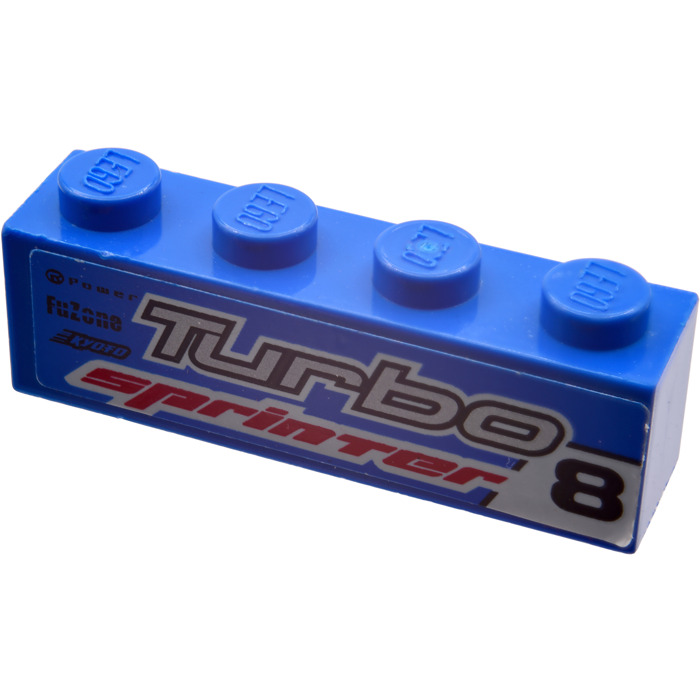 LEGO Blue Brick 1 x 4 with 'Turbo Sprinter' (Left) Sticker (3010 ...