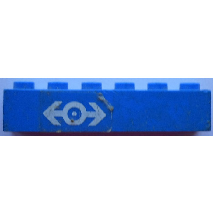 LEGO Blue Brick 1 x 6 with Large Train Logo Sticker (3009) | Brick Owl ...